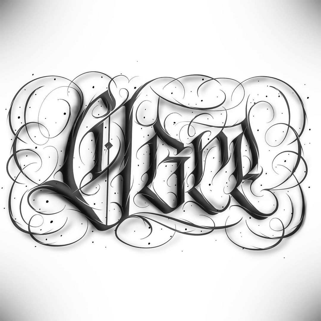 Calligraphie « Ogre » · Fond Noir Tattoo